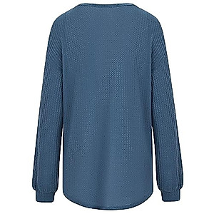 Fall Sweaters Cashmere Sweaters for Women 2023 Fashion Casual Long Sleeve Knit Top V Neck Lightweight Loose Fit Pullover Fall Sweater Blue