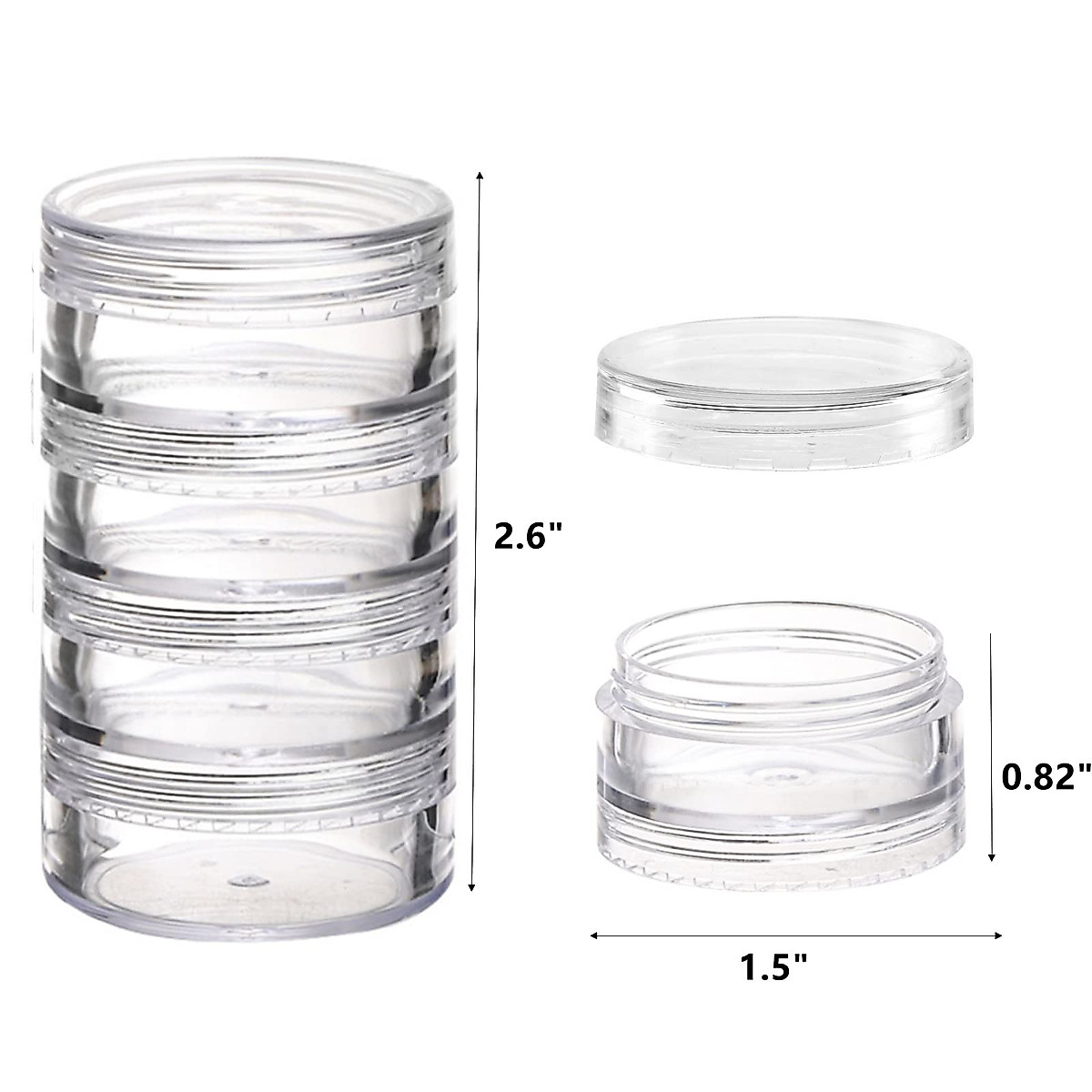 5 Set (20 Pieces) Stackable Cosmetic Containers with Screw Lids and Labels，10 Grams Clear Plastic Empty Jars Small Makeup Sample Containers for Beauty Products