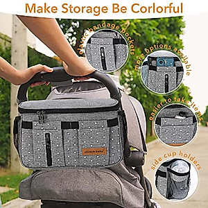 Miracle Baby Stroller Organizer Bag for Mom, Baby Trolley Bag - Compatible with Any Stroller - Multifunctional Large Capacity?Grey Star?