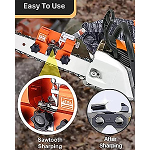 totile Chainsaw Sharpener, Hand-Cranked Chainsaw Sharpening Jig with Tungsten Steel Sharpening Burr and Carry Bag, Perfect Sharpening Kit for 8-22 inches Kinds of Chain Saws and Electric Saws