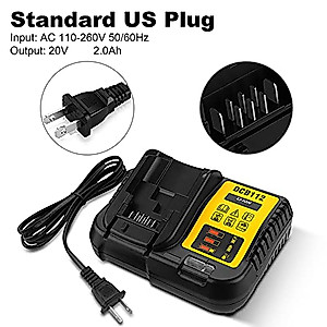 Battery Charger Replacement for Dewalt 12V 20V and 60V MAX Lithium-Ion Battery DCB112 for DCB205 DCB112 DCB201 DCB200 DCB612 DCB609-2 DCB609 DCB606 DCB606-2 DCB208 DCB206 DCB206-2 DCB204 DCB203