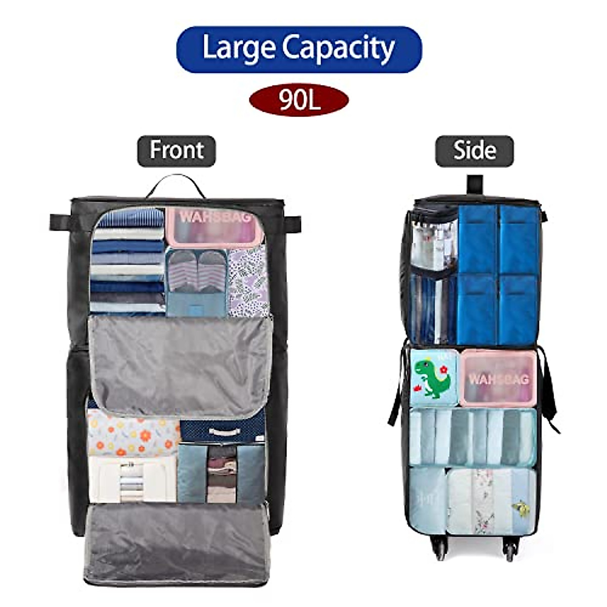 Large Collapsible Foldable Suitcase with Spinner Wheels Expandable Rolling Luggage Bag Carry On Wheeled Suit Case Maletas De Viaje Para Grandes Con Ruedas 50 Libras Ultra Lightweight Airline Approved