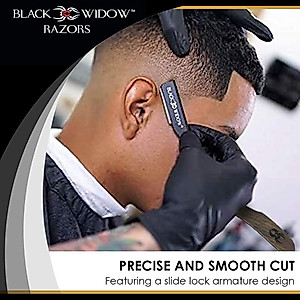 Barber Straight Razor, Professional Barber Straight Edge Razor - Barber Razor Compatible with Straight Razor Blade for Barber by Black Widow (1.5mm) (Wood)