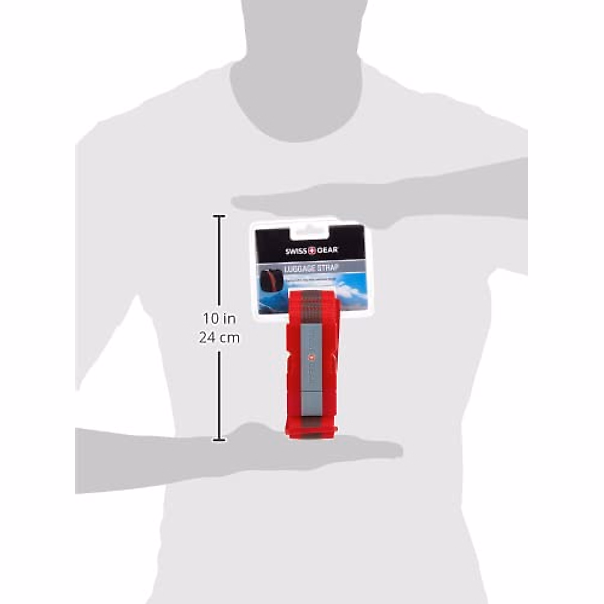 SwissGear Adjustable Luggage Strap with Snap-Lock Buckle - Fits Bags up to 72-Inches, One Size, Red