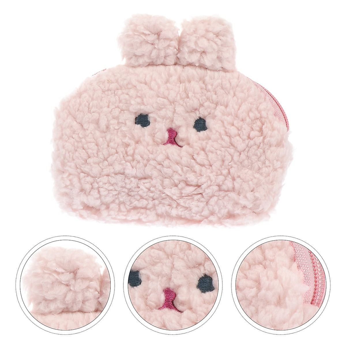 Rabbit Coin Purse Small Plush Purse Zipper Money Wallet Stuffed Handbag for Girls Women Birthday Easter Christmas Party Pink