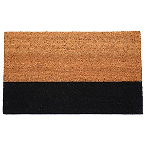 Fab Habitat Modern Non Slip Doormat - Durable, Thin - Natural Coir & Rubber - Entryway, Front Door, Porch, Patio - Black Belt Black/Natural (18" x 30" Non-Slip)