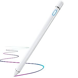 Active Stylus Compatible with Apple iPad, Stylus Pens for Touch Screens,Rechargeable Fine Point Stylist Compatible with Apple iPad and Other Tablets,for Drawing and Handwriting (White)