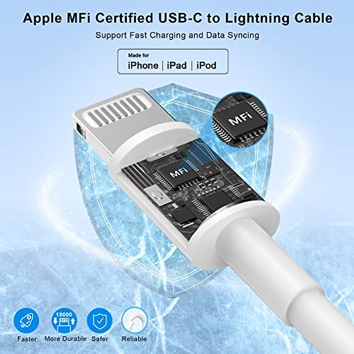 3 Pack iPhone 14 13 12 11 Fast Charger, [Apple MFi Certified] 20W iPhone USB C Charger Block with 6FT USB C to Lightning Cable for iPhone 14/14 Pro/14 Pro Max/14 Plus/13 12 11 Pro Max/XS/XR/X/8, iPad