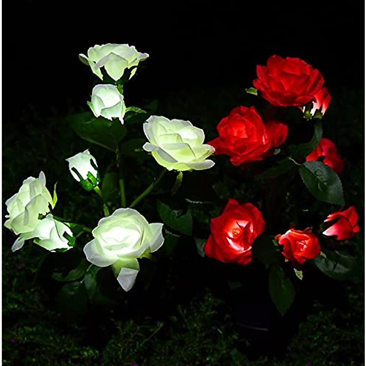 OPDENK Solar Powered Waterproof LED Path Light Simulation Rose Stake Light with 6 Flowers/Pack Outdoor Landscape Lawn Lamp for Garden Home Decoration Patio Yard (Red)