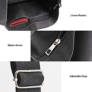 TANOSII Canvas Tote Bag Womens Hobo Handbag Casual Shoulder Bag Shopping Bag Large Size Crossbody Bag Black