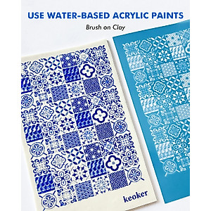 KEOKER Silk Screen Stencils for Polymer Clay, 3PCS Tile Pattern Stencils