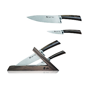 Cangshan TA Series 1021356 Swedish 14C28N Steel Forged 3-Piece TAI Knife Block Set, Walnut