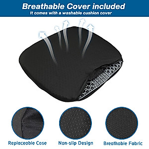 Gel Seat Cushion for Long Sitting, Extra Large Gel Cushion for wheelchair Reduce Sweat, Desk Chair Cushion, Seat Cushion for back pain/for Car/for Office Chairs/for kitchen chairs/ for Pressure Relief