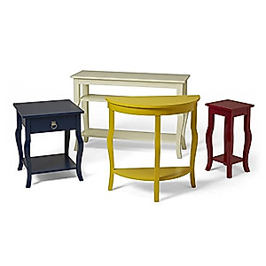 Kate and Laurel Lillian Wood Pedestal End Table with Curved Legs and Shelf, Red