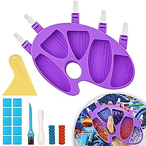 Palette Diamond Painting Tray Kits, WJCJTJL 5 Section Palm Organizer, Accessories & Tools for Glitter Rhinestones/5D Embroidery/Bead Storage/DIY Art