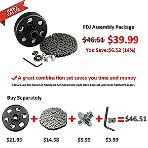 FDJ 3/4" Centrifugal Clutch 12 Tooth with 35 Chain Go Kart Clutch 3/4 Bore and Chain Kit for Mini Bike, Fun Kart, Fits 2-7 HP Honda Engines