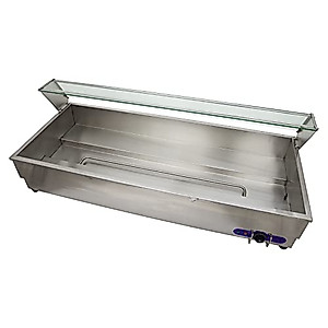 INTSUPERMAI Commercial 8 Pan Food Warmer 6inch Deep Pans Countertop Bain Marie Food Soup Warmer Canteen Buffet Steam Heater Steam Table Food Steamer with Glass Shield 110V