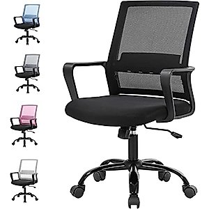 Pazidom Small Office Chair Home Office Desk Chair Computer Chair Work Chair Mesh Chair Rolling Chair with Armrest for Home Office, Black
