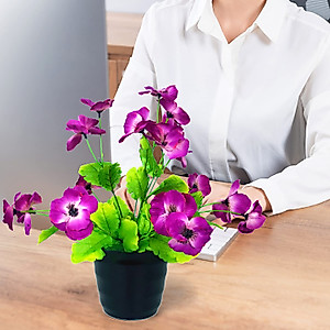 QIANYUN Artificial Pansies 4PCS Wildflower UV Resistant Outdoor Decoration-Fall Decor Faux Plastic Daisy Greenery Shrub Plant Garden Porch Window Box Home Wedding Farmhouse Decor (Purple)