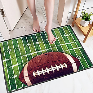 Sports Area Rug,Retro American Football Field and Rugby Floor Mat Non-Slip Doormat Living Dining Dorm Room Bedroom Decor Carpet 24X16inch