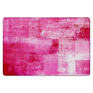 Abstract Pink Antifatigue Kitchen Bath Door Mat Cushioned Runner Rug,Washable Welcome Floor Sink Mat,Modern Minimalist Painting Aesthetics Waterproof Comfort Standing Doormat for Kitchen,24"x36"