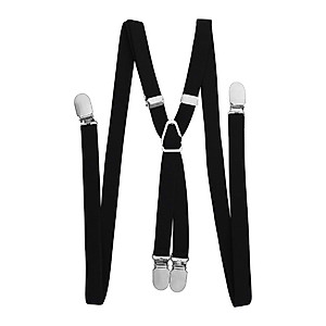 TopTie Men's Skinny Suspenders 1/2" inch (1.5CM) X-Back Clip Suspenders-Black