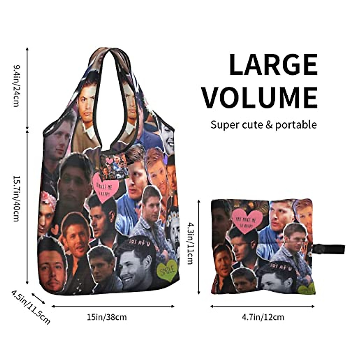 MXSLOVE Women Casual Tote Bag Jensen Ackles Shoulder Handbag Large Capacity Work Fit Storage Portable Shopping Bag