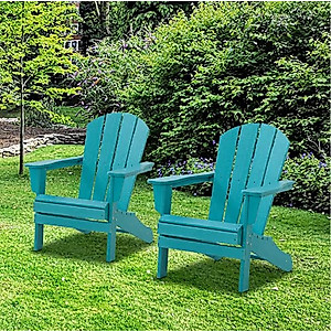 WILLIAMSPACE Adirondack Chairs Set of 4, Lifetime Outdoor Adirondack Chair Oversized Fire Pit Chair, Weather Resistant HDPE Patio Chair Easy Installation for Garden, Poolside, Backyard, Beach (Blue)
