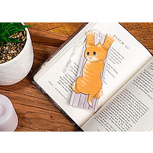 Hello Me to Remember Goldtone Kitty 6 x 2 Cardstock Bookmark with Tassel Pack of 12