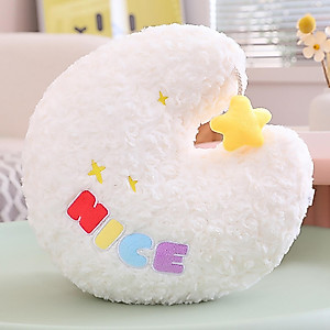ANYEI Star Moon Cloud Pillow - Comfortable Fabric, Delicate Skin-Friendly, Fluffy and Soft (35cm(13.7in), B-White-Moon)