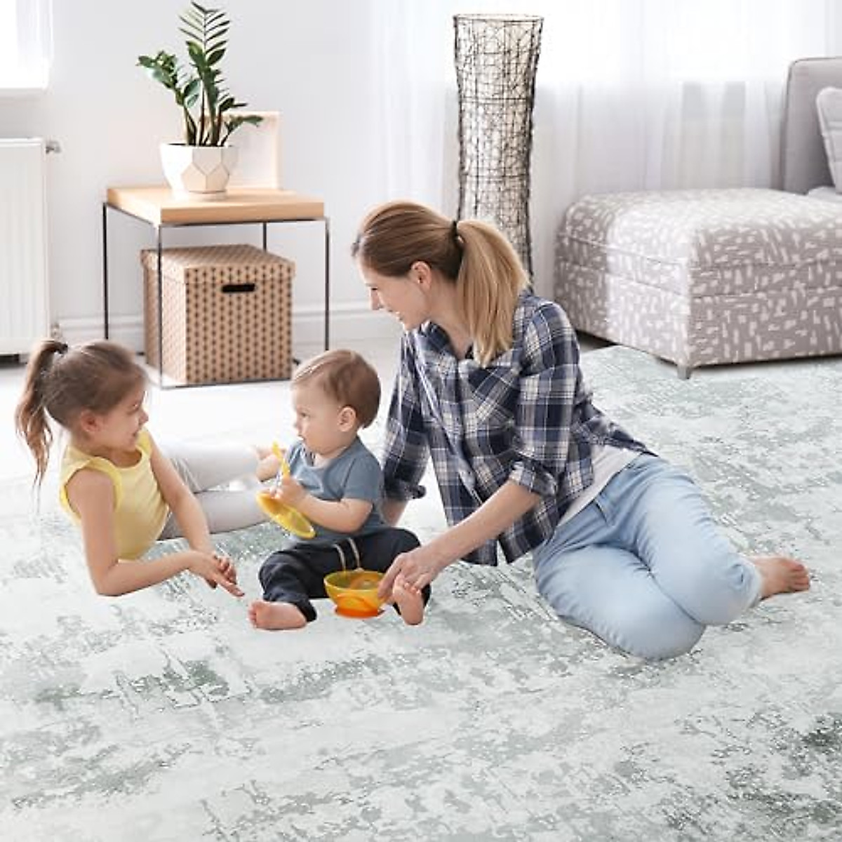 BALAPET 10x14 ft Modern Abstract Area Rug for Living Room Bedroom, Large Machine Washable Floor Carpet with Non-Slip Backing for Indoor Office Dining Room, Boho Home Deco Non-Shedding, Grey