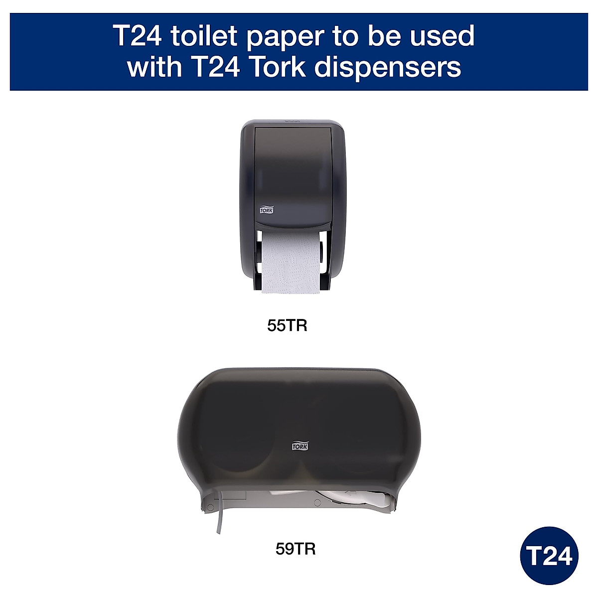 Tork Advanced Toilet Paper Roll, White, Compatible with T24 Dispensers, 2-ply, Soft Tissue, 80 rolls x 500 sheets (2461200)