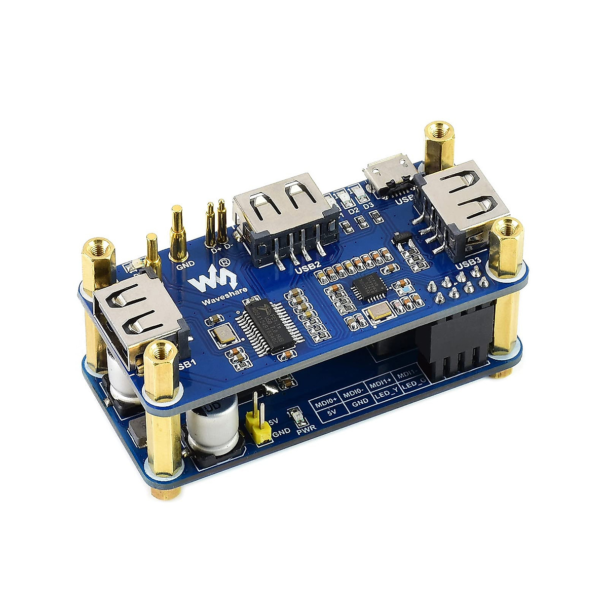 waveshare PoE Ethernet/USB HUB HAT Expansion Board for Raspberry Pi Zero/Zero 2 W/W/WH, with 1 RJ45 10/100M Ethernet Port, 3 USB Ports Compatible with USB2.0/1.1,802.3af-Compliant