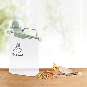 Ctomche Bird Seed Storage Container,2.8L Airtight Bird Food Container with Handle and Measuring Cup,Portable Pet Food Container for Wild Bird Sunflower Seed-BPA Free Transparent/Green