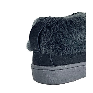 Clarks Womens Slipper Suede Ankle Bootie JMH1883 -Plush Faux Fur Collar and Lining - Indoor Outdoor House Slippers For Women (7 M US, Black)