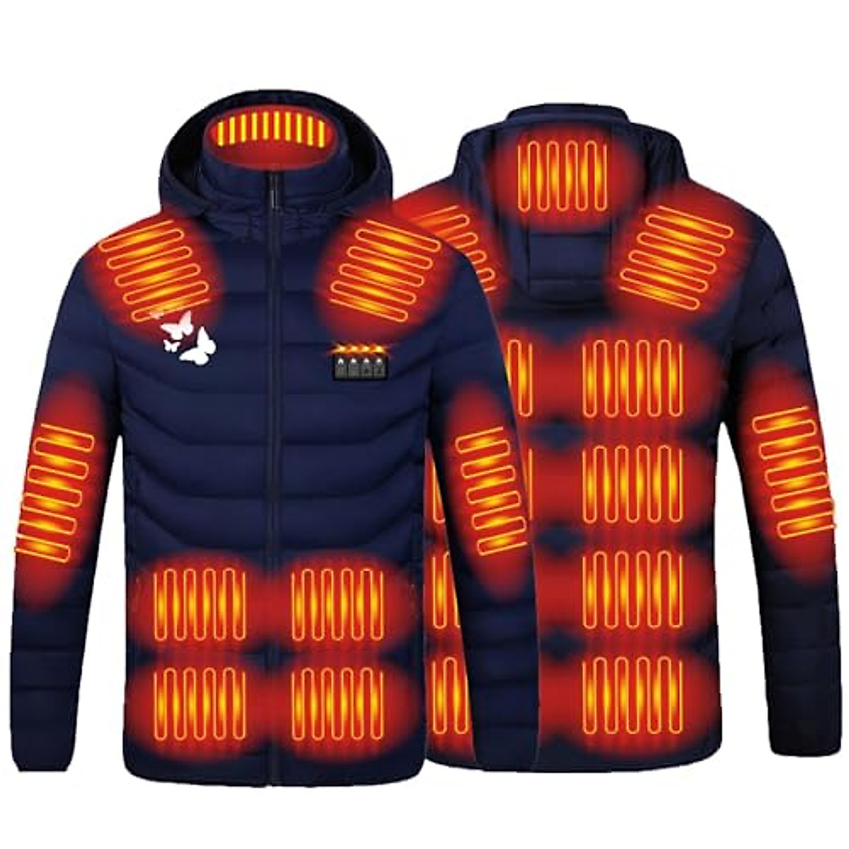 Muscularfit 2023 Smart Heated Jacket for Men Women Outdoor Waterproof Winter Warm Heating Coat 21 Heating Zones Puffer Fleece Coat