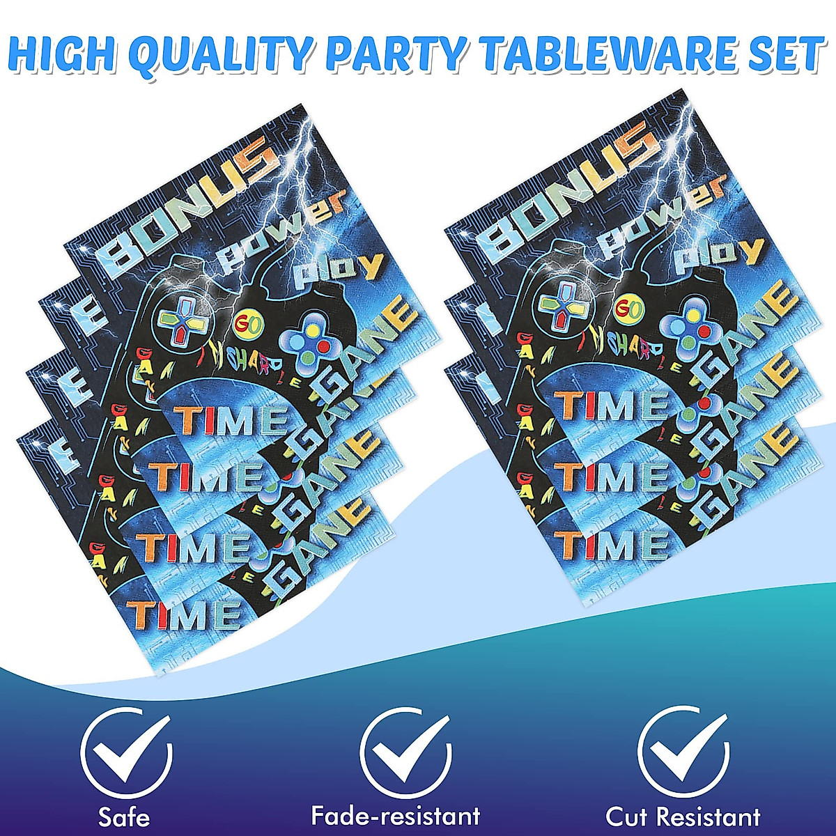 Video Game Party Supplies Pick,20 Game Party Plates and 20 Game Party Napkins ,Gamer Birthday Decorations for Boys(Video Game)