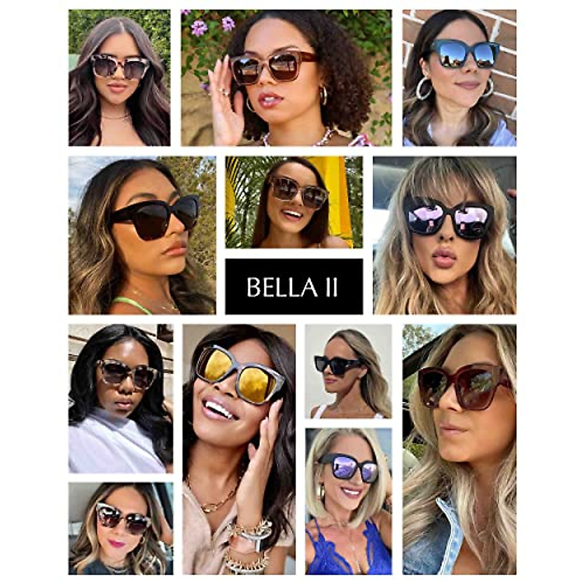 DIFF Bella II Oversized Square Sunglasses for Women UV400 Protection, Cream Tortoise + Grey Gradient