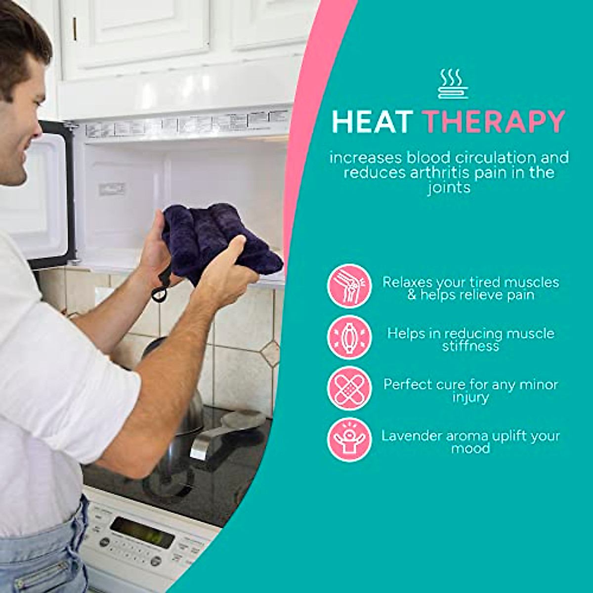 SunnyBay Microwave Heating Pad, Microwavable Heated Neck and Shoulder Wrap with Wide Neck Coverage, Hands-Free Moist Aromatherapy Hot or Cold Pack with Lavender, FSA HSA Approved, 26x5 Inches, Purple