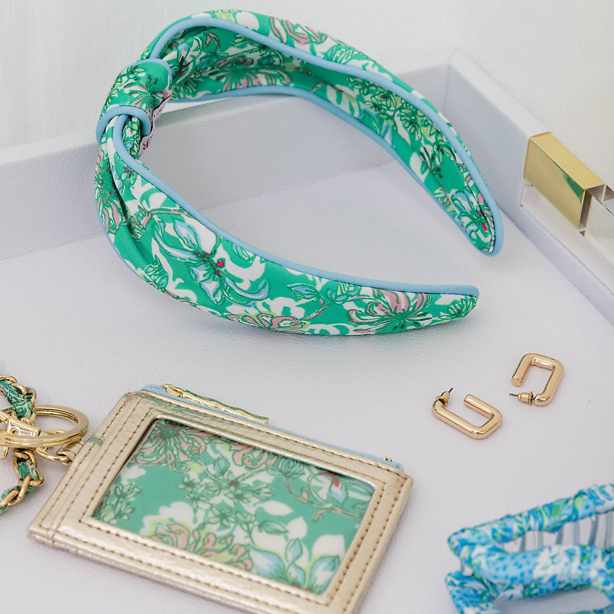 Lilly Pulitzer Low Know Headband for Women, Colorful Knotted Headband, Cute Hair Accessories for Women (Blossom Views)