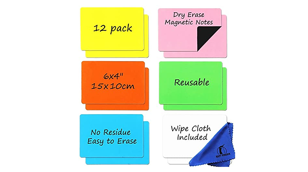 Dry Erase Magnets Set - 12 Pack for Organizing Home & Office