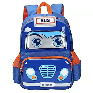 Russel Molly Personalized 3D-cartoon Bus Kids Preschool Backpack - Kindergarten Backpack for Boys, Small Bookbag for Toddlers (Ages 3-6)
