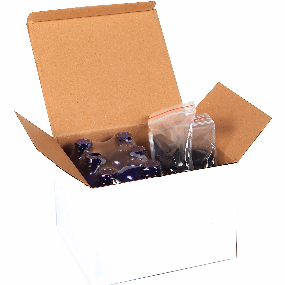 Vivaplex, 6, Large, 8 oz, Empty, Cobalt Blue Glass Spray Bottles with Black Trigger Sprayers and Lids