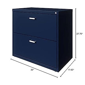 Hirsh 30 inch Wide Fully Assembled 2 Drawer Lateral File Cabinet for Home or Office, Navy