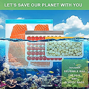 12 Pack Reusable Food Storage Bags (4 Reusable Sandwich Bags, 5 Reusable Snack Bags, 3 Reusable Gallon Bags) BPA Free Food Grade Leakproof Reusable Freezer Bags for for Lunch Sandwich Snack Meat Fruit