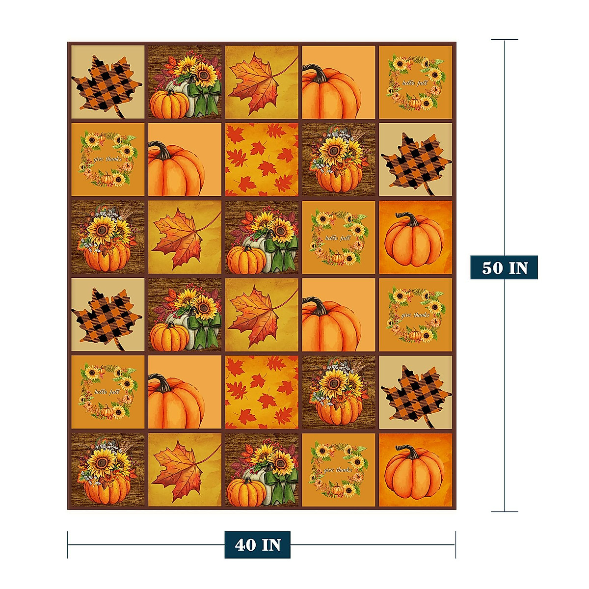 Neatee Living Fall Decorative Throw Blanket Kids Child Blanket Plaid Thanksgiving Autumn Pumpkin Leaf Blanket for Girl Boy Baby Lightweight Fuzzy Soft Cozy Fleece Blankets and Throws 40x50