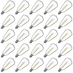VISTERLITE ST38 LED String Light Bulbs, 1.5 Inches Shatterproof LED Replacement Bulbs for Outdoor String Lights, 1Watt Equvanlent to 7Watt Incandescant Bulbs, E12 Screw Base, Warm White, 25Pack