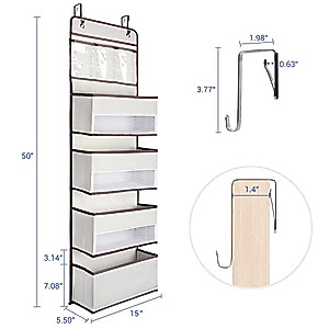 NesTidy Over The Door Organizer Storage, Wall Mount Hanging Organizer with 4 Large Capacity Pocket Organizers and 3 Small Pockets for Baby Essentials, Toys, Cosmetics, and Sundries (Beige, 1 Pack)