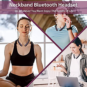 Retractable Bluetooth Headphones Neckband, Headset Wireless with High Volume Earbuds Call Sweatproof Vibrate Alert Earphones with Mic Work with iPhone, iPad, Samsung, Android (PK)