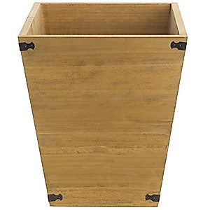 MyGift Brown Wood Design Waste Bin/Small Decorative Trash Can for Bedroom, Bathroom & Office